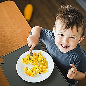 Moonkie Silicone Placemats for Baby & Kid, Stain Resistant Non-Slip Toddler Food Mats Eating Table Mat with 2 Packs(Ether/Sage