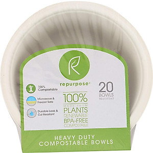 Repurpose 100% Compostable Bowls | Plant Based Bagasse Disposable Soup Bowls| 16 Ounces | 240 Eco Friendly Bowls