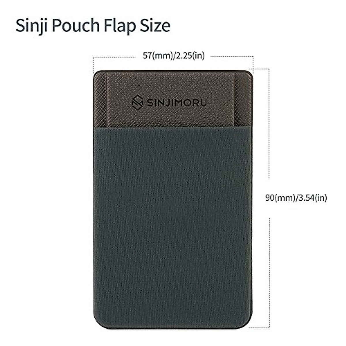 Sinjimoru Secure Card Holder for Back of Phone, Stretchy Fabric Cell Phone Wallet Stick On Credit Card Case for iPhone & Android. Sinji Pouch Flap Grey