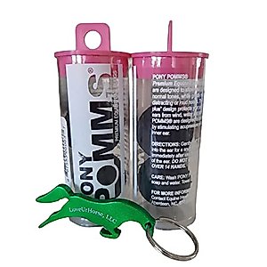 Pomms Pony Size Equine Ear Plugs - 2 Pairs of Black Ear Plugs - Equestrian Showing Competition - with a Horse Shaped Bottle Opener Keychain (Color May Vary)