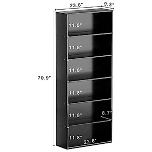 JAMFLY Open Bookshelf and Bookcase, 6 Shelf Storage Shelves Tall Bookcase for Bedroom, Living Room and Office, Black