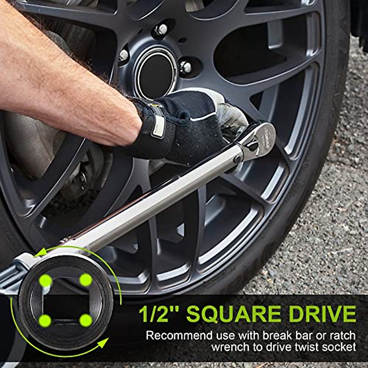 Spurtar 5 Pcs Twist Socket Set, Stripped Lug Nut Remover Wheel Lock Removal Kit Extractor Set for Removing Damaged, Dead, Rusted, Rounded-Off Bolts, Nuts & Screws-17MM,19MM, 21MM, 22MM