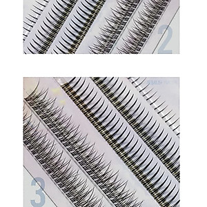 LASGOOS DIY Eyelash Extensions Natural 3D Individual Lash 40pcs 5mm Single Bottom/Lower Lash + 80pcs 10/11mm A Shape+ 80pcs Fish Tail Volume Lashes Mixed, Home Grafted C curl Lashes Pack