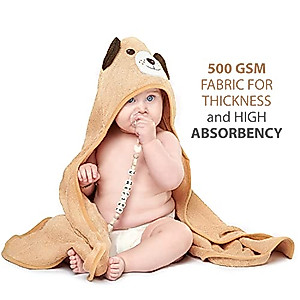 MINIBOO Premium Bamboo Baby Towel with Unique Dog Design – Extra Soft and Absorbent Baby Bath Towel for Newborns, Infants, and Toddlers – Suitable as Baby Gifts