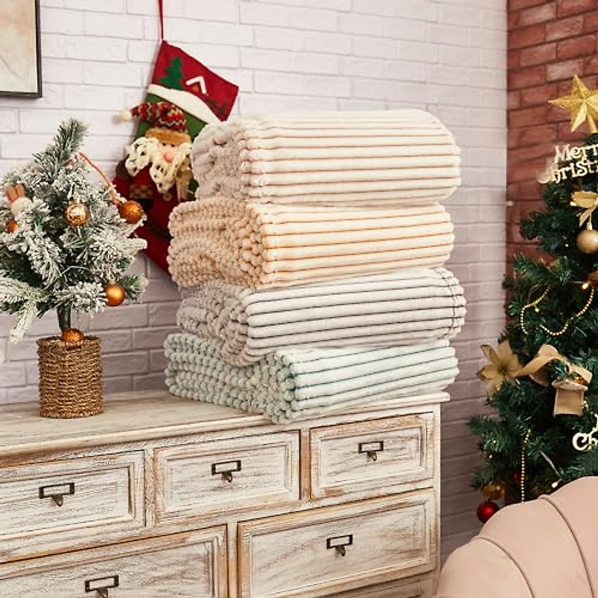 EMME Fleece Throw Blanket for Couch Purple, Soft, Plush, Warm and Cozy Blanket, Single Layer, Striped 3D Touch, Perfect for Bed Couch and Sofa Chair(Dark Purple, 50'' x 60'')