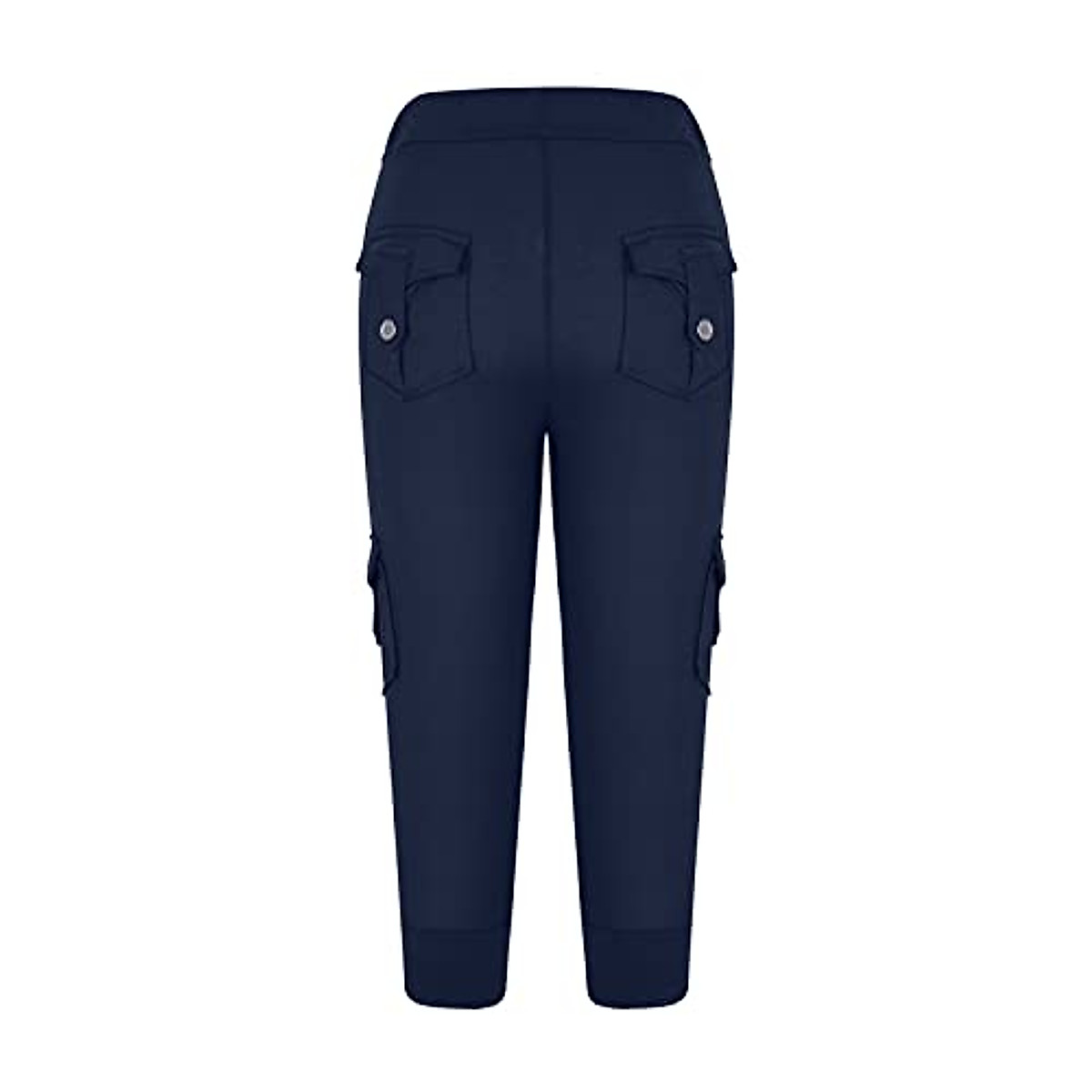 Capris Pants for Women Casual Summer Elastic Waist Bootcut Yoga Workout Leggings Slim Fit Cargo Sweatpants with Pocket