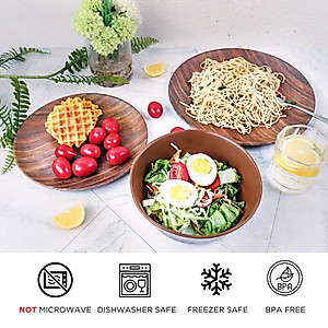 TP 12-Piece Dinnerware Set, Melamine Dishes Set with Bowls and Plates, Non-breakable Lightweight Dinner Service for 4, Wood Grain