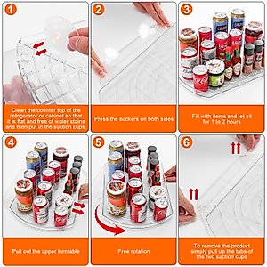Sousnous Square Lazy Susan Organizer for Refrigerator, Slide and 360° Rotate Rectangle Turntable Organization and Storage for Fridge, 16.53'' Clear Pull Out Rectangular Rotating Tray for Kitchen