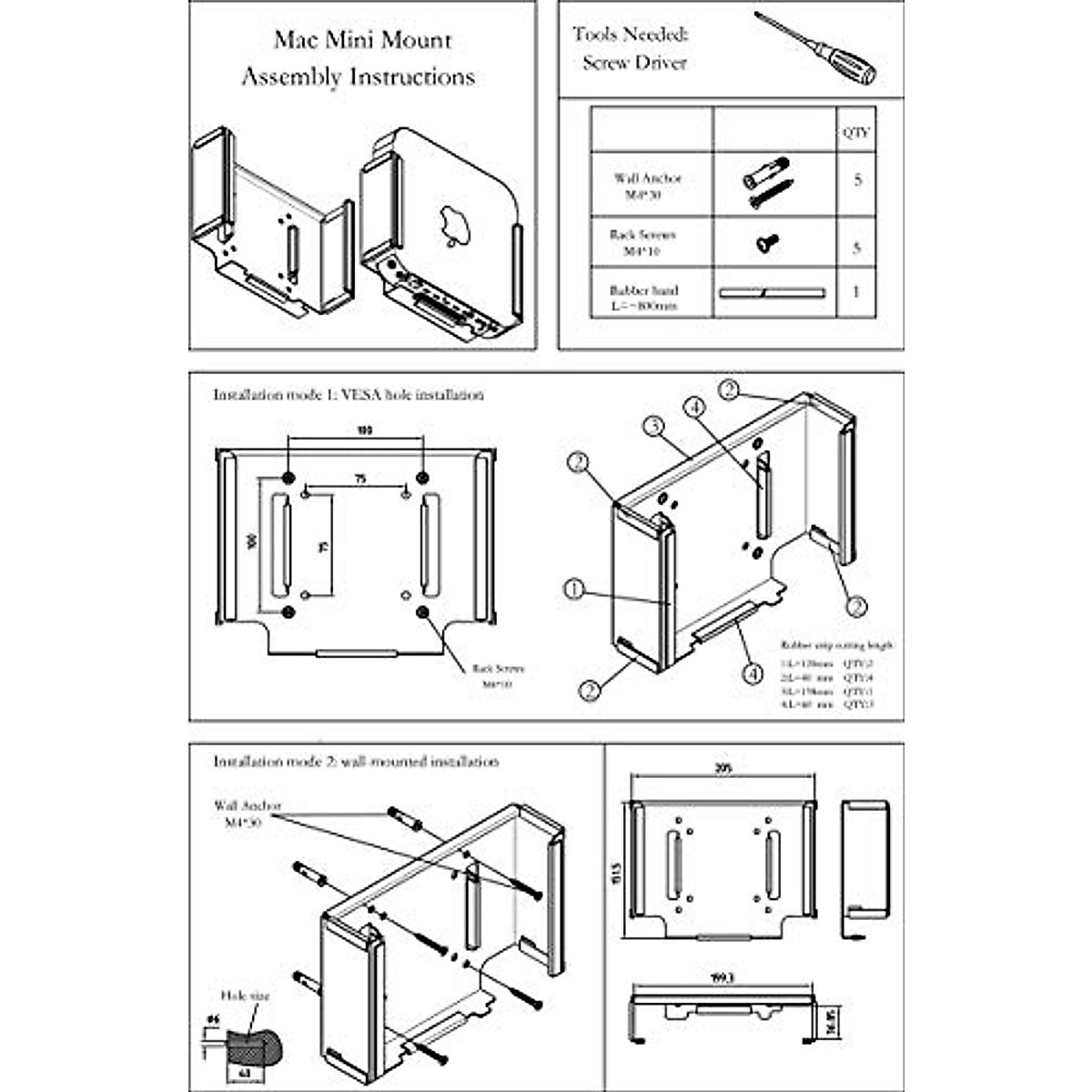 JINGCHENGMEI Mac Mini Mount - Mount for Mac Mini No Scratches on Your Equipment (MacMiniMount, Black)