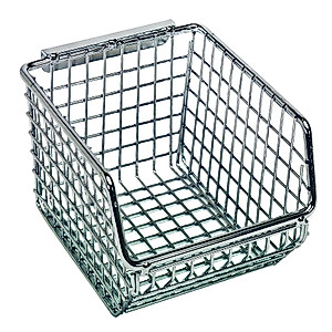 Quantum Storage QMB510C 20-Pack Wire Mesh Stack and Hang Bins, 5-1/4" x 4-1/4" x 3", Chrome