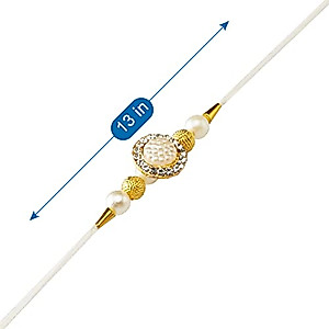 HATHKAAM Rakhi Lumba Set Designer Rakhi with Kundan Lumba for Brother Bhabhi Traditional Handmade Rakhi Lumba Set for Bhai Bhabhi Lumba Rakhi Set for Bhaiya Bhabhi Gift for Rakhsha Bandhan (HKRL017A)