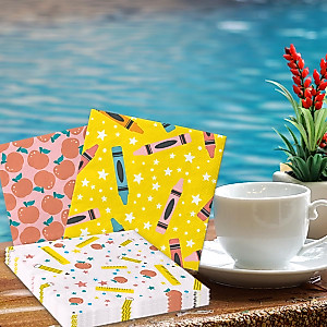40Pcs Back to School Napkins-School Theme Ruler Apple Alphabet Paper Napkins First and Last Day of School Preschool Kindergarten Graduation Decoration