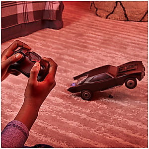 DC Comics, The Batman Turbo Boost Batmobile, Remote Control Car with Official Batman Movie Styling Kids Toys for Boys and Girls Ages 4 and Up