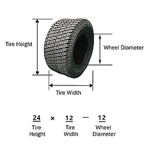 MOTOOS Set of 2 New 24x12.00-12 Garden Lawn Mower Turf Tires 24-12-12 6PLY Tubeless