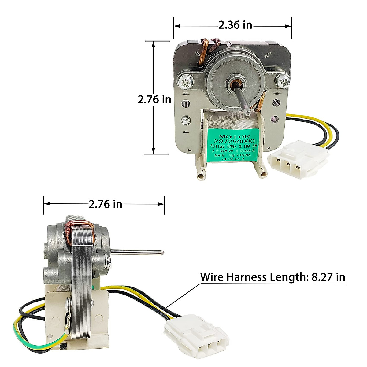 Virego 297250000 297309000 Refrigerator Evaporator Fan Motor, Fan Motor with Wiring Harness, Compatible with Frigidaire Refrigerator, Replaces 216934100 216914200, Easy to Install, One Year Warranty