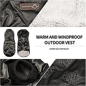 DYAprWu Winter Dog Hooded Waterproof Windproof Fleece Vest Warm Padded Coat Outdoor Pet Cold Weather Jacket for Puppy Small and Medium Dogs (Medium (Chest Girth:14"), Black)
