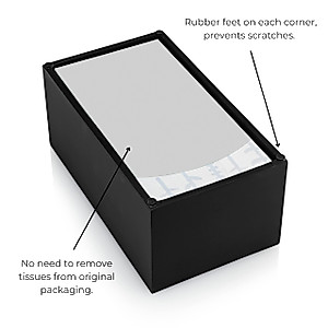 Essentra Home Rectangular Tissue Box Cover – Heavy Facial Tissue Box Cover with Modern Matte Black Finish – Matte Black Collection