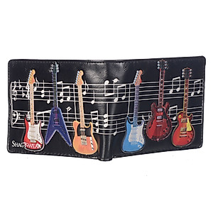 Shag Wear Electric Guitars Wallet for Men and Teen Boys Vegan Faux Leather 4.5"