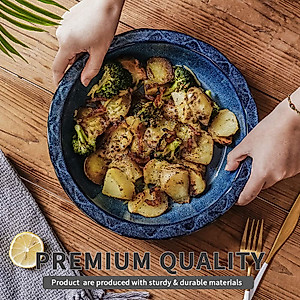 KOOV Ceramic, 9 Inches Pie Plate, Pie Dish for Dessert Kitchen, Round Baking Dish Pan for Dinner, Wrapping Upgrade, Reactive Glaze (Nebula Blue)