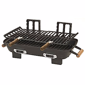 Home 10" X 18" Cast Iron Charcoal Grill Black Metal