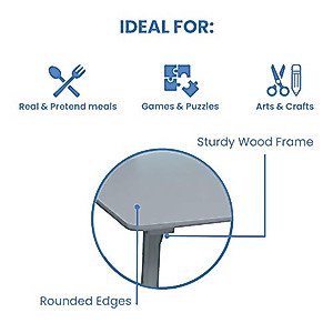 Delta Children Kids Table and Chair Set (4 Chairs Included) - Ideal for Arts & Crafts, Snack Time, Homeschooling, Homework & More - Greenguard Gold Certified, Grey/Blue