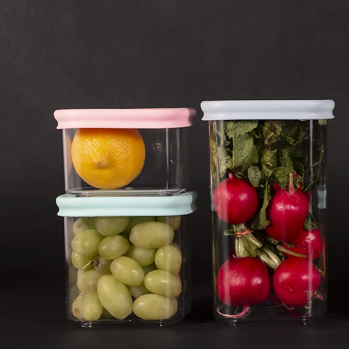 PrepCube Food Storge Continer with Silicon Lid Airtight -3PC Set, BPA-Free, Stackable Freezer Storge, Leftovers Storge, Prep Meal Storge, Kitchen and Pantry Organization Leakproof