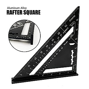 7 inch Rafter Square Aluminum Alloy Double Scale Triangle Ruler Angle Ruler Carpenter Triangle Square Rafter Tool Mensurement Tool for Woodworking and Carpentry