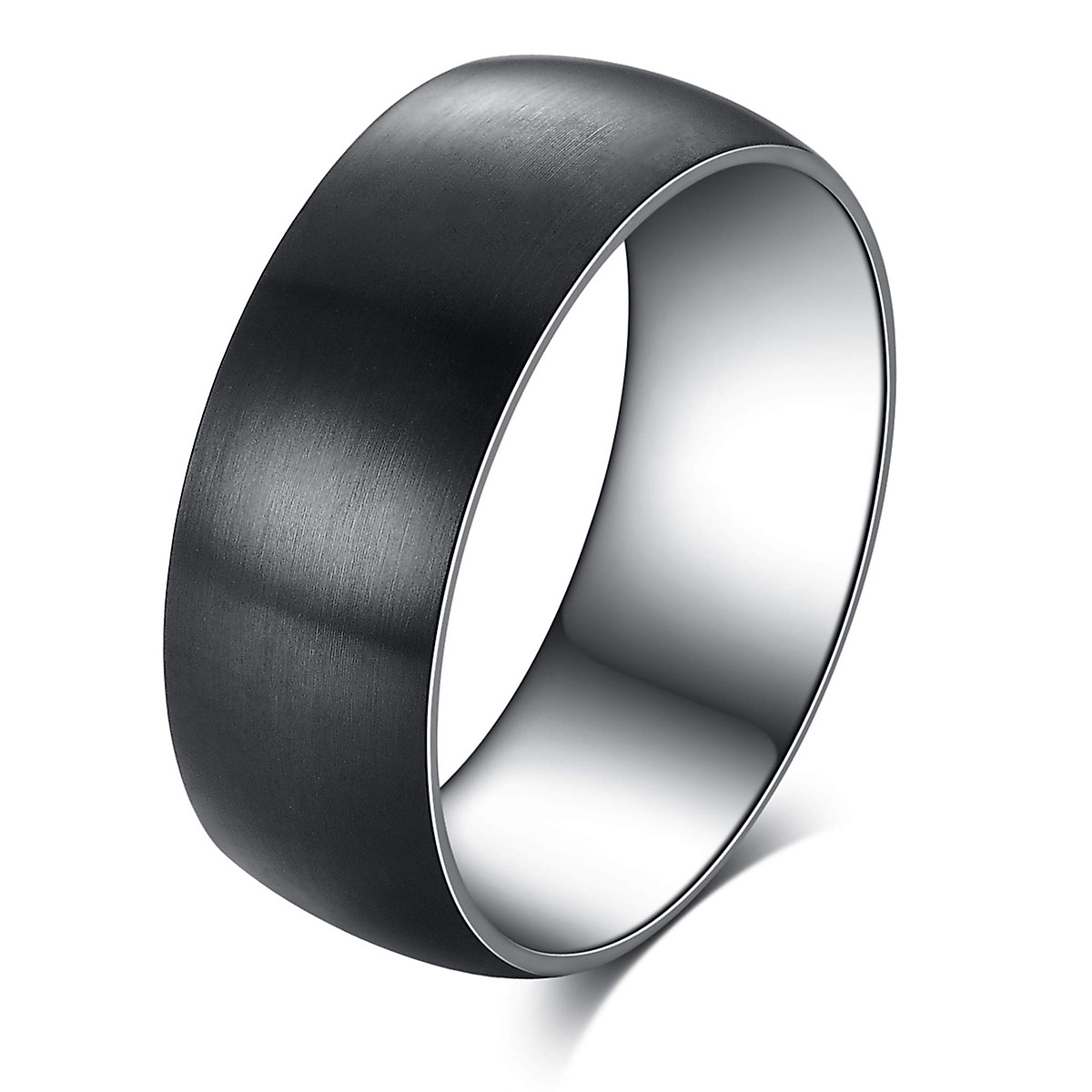 Ofeiyaa Titanium Steel Rings for Men Women Engagement Wedding Band Matte Brushed 8mm Comfort Fit Size 13.5