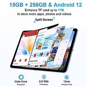 DOOGEE T20 Android Tablet,10.4'' 2K Tablet,15GB+256GB, Hi-Res Quad Speakers, Octa-core Gaming Tablet, 8300mAh Battery, 2.4G/5G WiFi Tablet Android 12, TÜV Low Bluelight, Split Screen