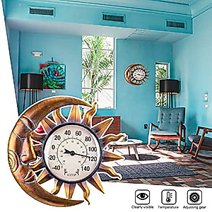 MUMTOP Outdoor Thermometers for Patio - Wall Thermometer, Indoor Outdoor Thermometer with Garden Stake for Home and Garden Decor (Sun and Moon)