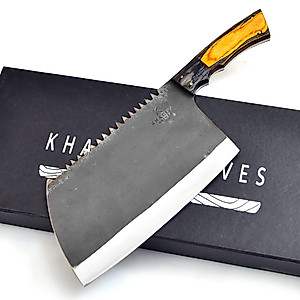 HFD_002-13inches serbian knife meat cleaver knife with a elegant stainless steel and pakawood handle handmade for Home, Outdoor Cooking, Camping, BBQ, butcher knife for meat cutting
