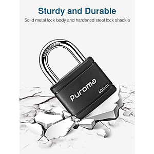 Puroma 2 Pack Keyed Padlock with 3 Keys, 1.1 Inch Locker Lock 40mm Heavy-Duty Locks for Gate Fence Hasp Cabinet Toolbox School Gym Locker (Black)
