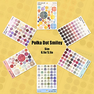 Mdikawe Polka Dot Smiley Face Stickers Diary Handwriting DIY Decorative Materials Label Seal Stickers (18Pcs/864Pcs)