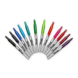 Sharpie Retractable Fine Tip Permanent Markers, Assorted Colors, 12 Count