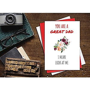 Ikassong Funny Card for Dad Birthday Father's Day 5.3 x 7.6 with 2 Envelopes