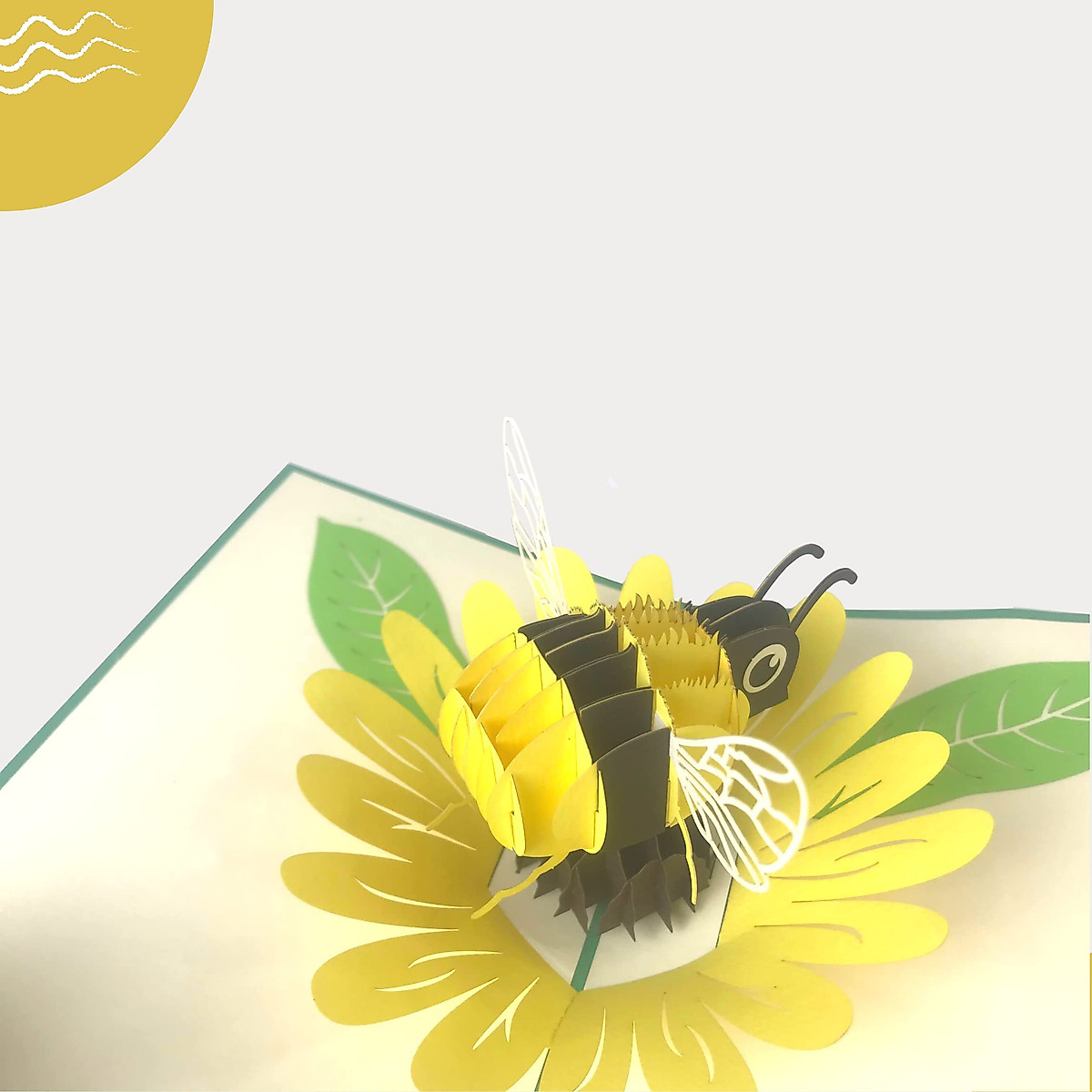 Paper Pop Up Cards 4.7x6.69 inch, bee with sunflower, 3D Popup Greeting Cards with Envelopes, perfect for pop-up bursting birthday gift.