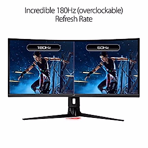 ASUS ROG Strix 34” Gaming Monitor (XG349C) - UWQHD (3440 x 1440), 180Hz, 1ms, Extreme Low Motion Blur Sync, 135% sRGB, G-Sync Compatible, DisplayHDR 400, Eye Care, USB-C, DisplayPort, HDMI, Black