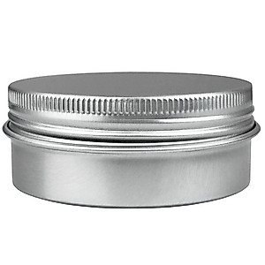 Aluminum Tin Jars, Cosmetic Sample Metal Tins Empty Container Bulk, Round Pot Screw Cap Lid, Small Ounce for Candle, Lip Balm, Salve, Make Up, Eye Shadow, Powder (12 Pack, 2 Oz/60ml)