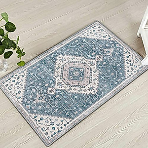 DECOMALL Rina Entryway Rugs, Bohemian Vintage Washable Non Skid Rug for Kitchen, Bathroom,2' x 3',Grey Blue