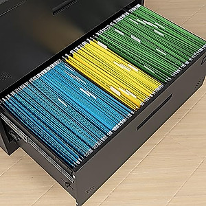 Approgreent Lateral File Cabinet with 2 Drawer, Filing Cabinet for Home Office, Metal File Cabinet with Lock, A4-Size/Letter-Size/Legal-Size, Black