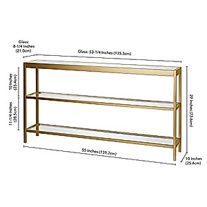 Henn&Hart 55" Wide Rectangular Console Table in Brass, Entryway Table, Accent Table for Living Room, Hallway