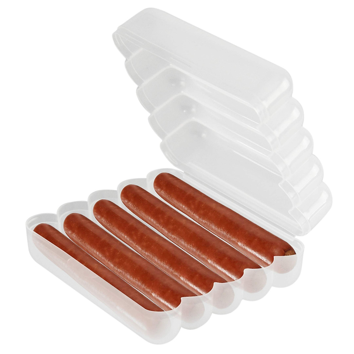 Home-X Hot Dog Keeper – Convenient, BPA-Free, Clear Hot Dog Container – Compact & Airtight Storage Container for Freshness – Leak-proof, Hinged Lid Sausage Storage Container - Holds Upto 10 Hot Dogs