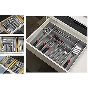 Simple Houseware Expandable Kitchen Drawer Flatware Organizer, Grey