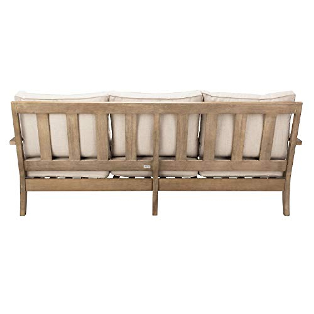SAFAVIEH Couture Patio Martinique Natural and White Wood Outdoor Sofa, Natural/White