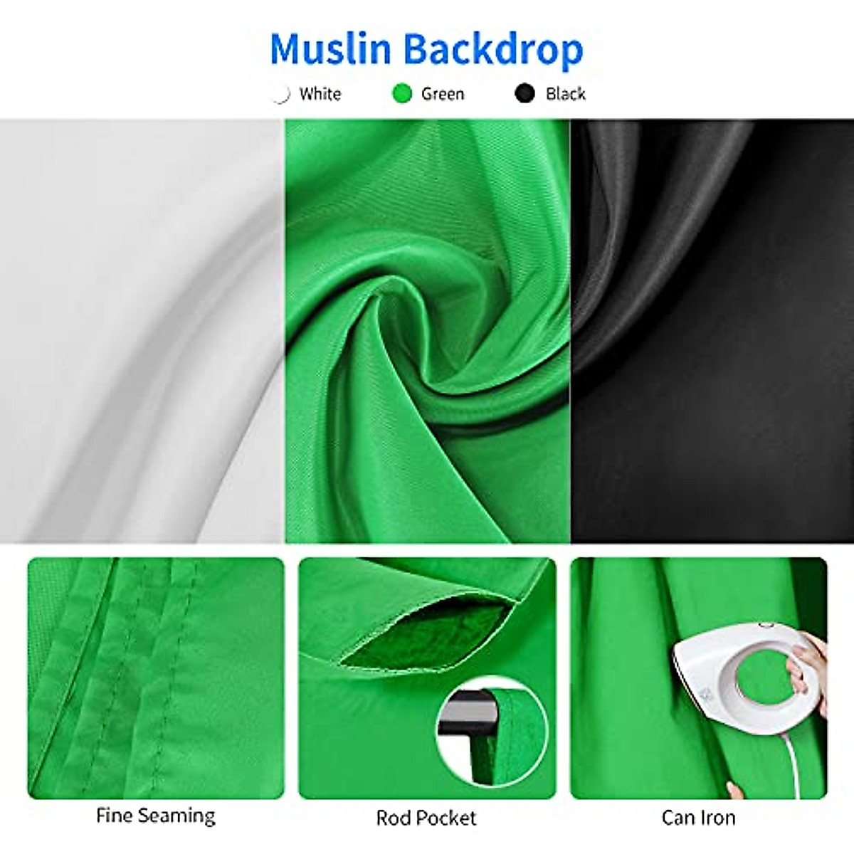 NEEWER Photography Lighting kit with Backdrops, 8.5ftx10ft Backdrop Stand, 800W Equivalent 5500K Umbrella Softbox Continuous Lighting, Photo Studio Equipment for Portrait Product Photo Shoot