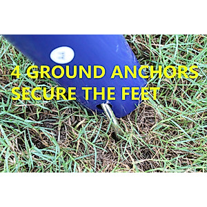 Zolyndo Metal Swing Sets for Backyard with Swing Seats, Slider, Teeter-Totter, and Swing Glider, Swingset Outdoor for Kids 3-8 with Heavy Duty A-Frame Blue (5 in 1)