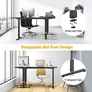 AVLT 47" Electric Standing Desk (3 ft 11 inches) L Shaped Sit Stand Desk Height Adjustable with Swappable Mid Foot Design - 3 Leg Motorized Corner Desk - Frame Only - Black