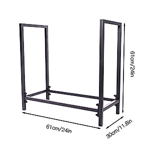 Gtouse Firewood Rack Holder 2ft Outdoor Firewood Storage Log Rack Holder Indoor Fire Wood Stand for Home Fireplace Decoration Patio Deck (24 inch)