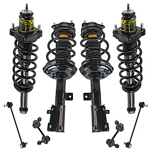 TRQ Front and Rear Suspension Kit Complete Strut & Coil Spring Assembly Sway Bar Stabilizer Link Compatible with 2011-2014 Chrysler 200 2007-2010 Sebring 2008-2014 Dodge Avenger
