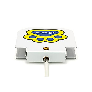 PurfectPals Dog Water Fountain, Step On Paw Activated Dispenser for Dogs, Upgraded Sprinkler, Easy to Use and Sturdy Fresh Drinking, White, Blue, Yellow